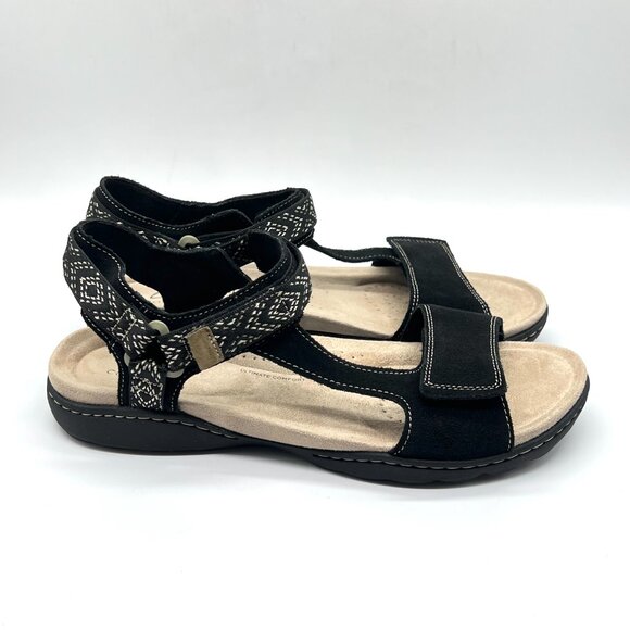 Clarks | Shoes | W 10 Wide Width Clarks Amanda Step Black Suede Leather ...